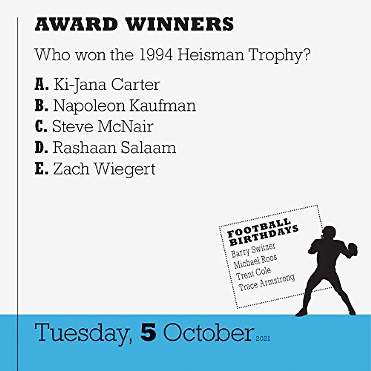 Year of Football Trivia! Page-A-Day Calendar 2021