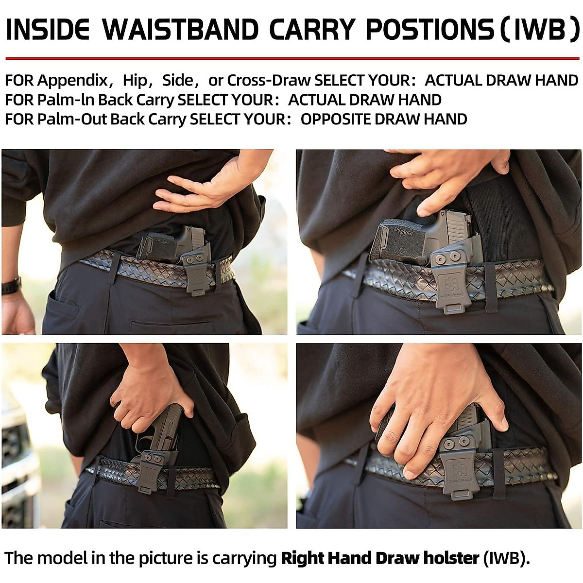 Amberide IWB & OWB KYDEX Holster Fit: Taurus GX4 Pistol, Inside Outside Waistband Concealed Carry, Adjustable Cant & 'Posi-Click' Retention, USA Made by Amberide