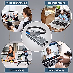 Papeaso Video Capture Cards, 4K HDMI to USB 3.0 Video Capture Device, 1080P HD 60fps Broadcast Live and Record Video Audio Grabber for Gaming, Streaming, Teaching, Video Conference (Silver)