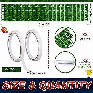 Boao Football Party Supplies 10 ft Football Party Field Aisle Runners Football Tablecloth Touchdown Floor Runners for Game Day Party Football Field Sign Supplies, 24 x 120 Inch (4 Pieces)