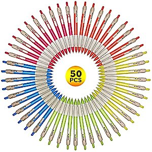 Lortek (50 Pcs Eco Friendly Ballpoint Writing Pens – Medium Point, Black Ink for Note Taking, Journaling, Planners, School, Work, Home – Made From Wheat Straw and Recycled Plastic