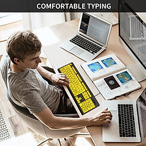 Adadmei Large Print Computer Keyboard, Wired USB High Contrast Keyboard, Oversized Big Letters Keyboard for Visually Impaired Low Vision Individuals, Seniors, Students, Computer Beginners