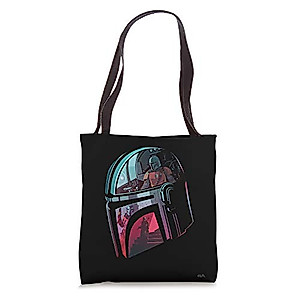 Star Wars The Mandalorian Din Djarin Neon Beskar Helmet Tote Bag