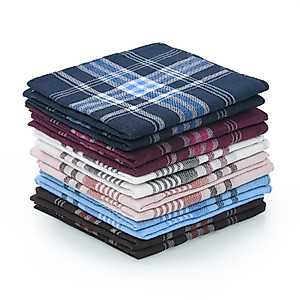 URAQT Men's Handkerchiefs, 12 Pack Soft Gents Hankies Set, Mens Premium Handkerchiefs Assorted Pocket Square Hankies for Men Women, Classic Hankie for Grooms, Weddings, Graduation Gifts