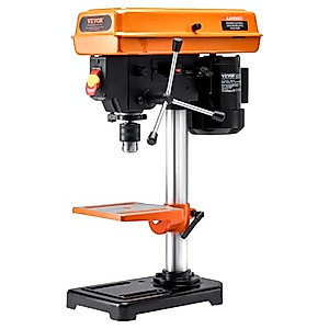 VEVOR 8 in Benchtop Drill Press, 2.3A Induction Motor, Tabletop Drilling Machine with 750/1140 / 1740/2340 / 3200 RPM Adjustable Speed, 0-45° Tilting Worktable, LED Work Light, for Wood Metal