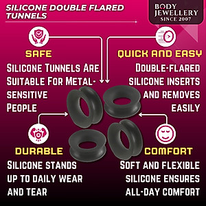 bodyjewellery 7/8 gauge 22mm Black Double Flared Tunnels Ear Plugs SI04 wholesale Lot AFQM s Stretching Stretchers bulk Piercing 4Pcs