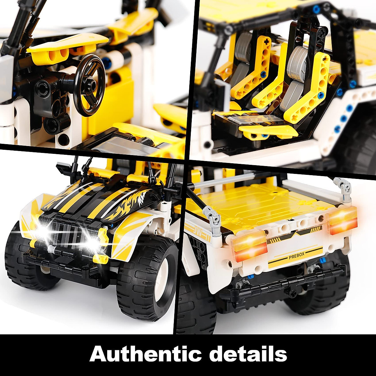PREBOX Remote & APP Control Jeep Building Toys for Boys - Erector Sets STEM Projects for Kids Age 8-12, Birthday Gifts for Boys 6 7 8 9 10 11 12 year old