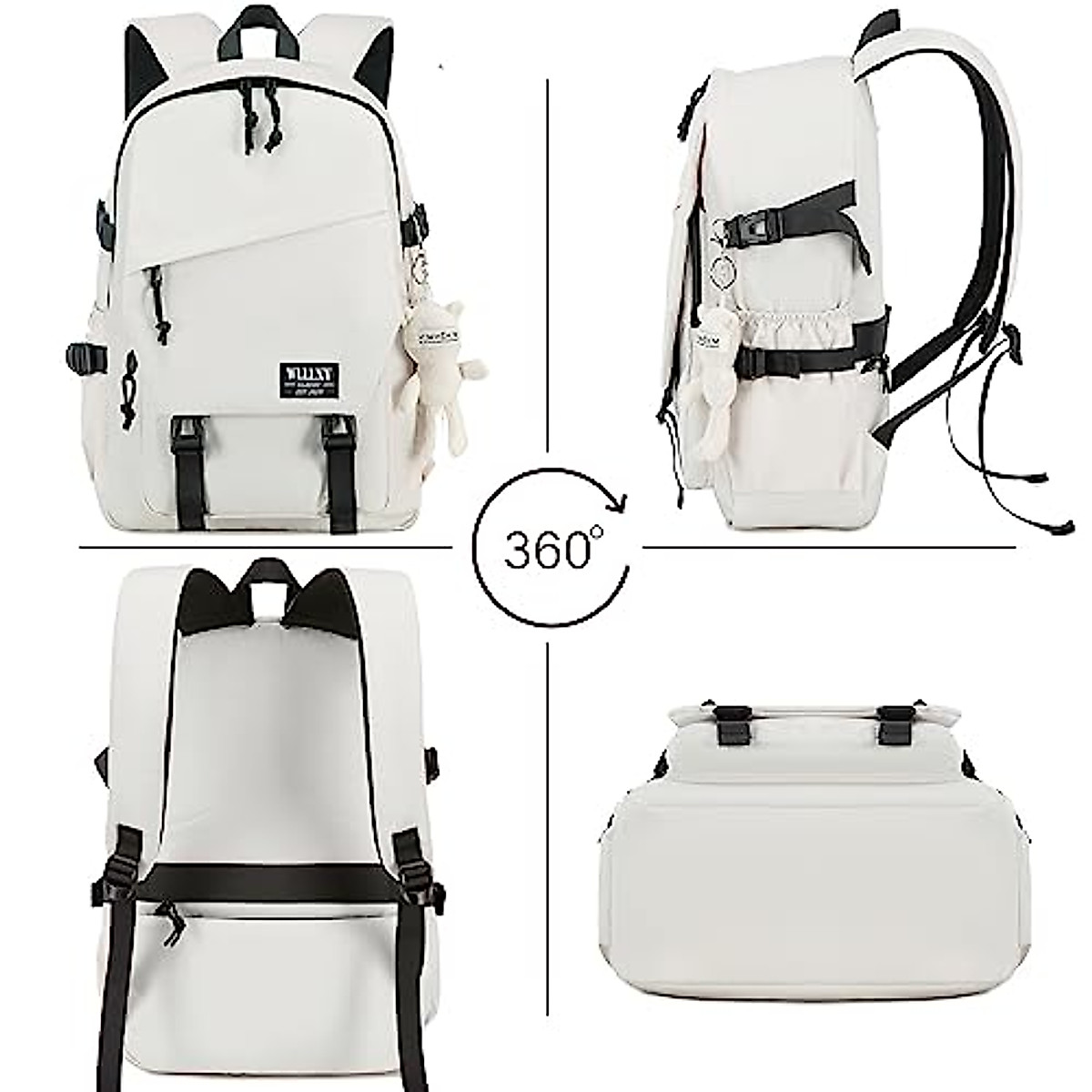 Caoroky knight College School Bag for Men Women Laptop Backpack 15.6 Inch Anti Theft Travel Daypack Large Elementary Middle High Bookbags for Teens Girls Boys Students-Medium,off-white