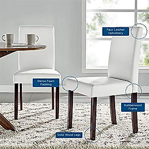 Modway Prosper Faux Leather Dining Side Chair Set of 2, White