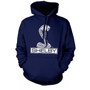Lucky Ride Shelby Cobra Square Ford Mustang Hot Rod Sport Car Men's Size Hoodie Sweatshirt, Blue, X-Large