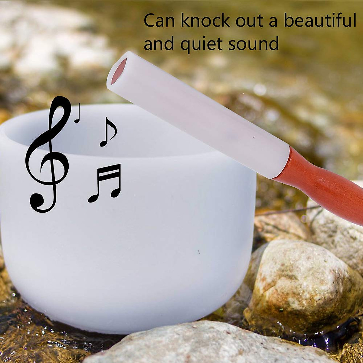 Singing Bowl Mallet,Rubber O-rings Rod Wooden Handle Stick for Crystal Sound Bowls Accessories Performance Accessory