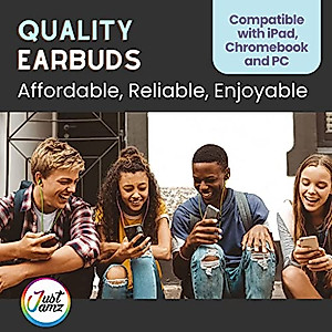JustJamz Bulk Earbuds 50 Pack | Basic Ear Bud, Pearl White in-Ear Earbuds, Disposable Headphones, Class Set of Earphones for Students, Class, School, Kids, Classroom & Library, Wired Earbuds Bundle