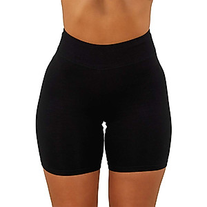 Aurgelmir Women's Workout Shorts High Waist Booty Gym Yoga Pants Butt Lifting Sports Leggings Basic Biker Shorts (Black,Small)