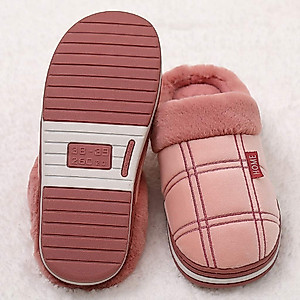FraftO Warm Winter Mens Slipper Velvet Waterproof Fur Home Warm Memory Cotton Slippers Shoes Pink