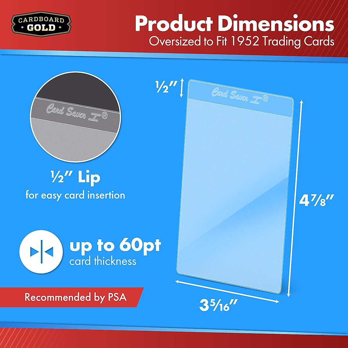 Cardboard Gold Card Saver 1-200 Count - Semi Rigid Card Holder, Trading Card Protectors - PSA-Approved Cardsaver for Baseball, Trading, Sports Cards - Card Sleeves, Binder, & Storage Box Compatible