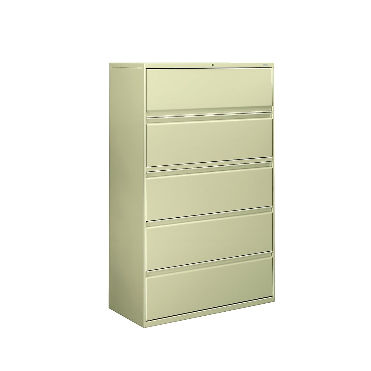 HON 5 Drawer File Cabinet with Lock - 800 Series Lateral Office Storage Cabinet Locking Metal Filing Cabinet with Drawers 42"W x 18"D - Adjustable Hangrails for A4, legal, Letter Files - Putty