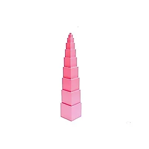 Adena Montessori Wonderfully Sensorial Teaching Toys for Children 2 3 Years Old - Montessori Small Pink Tower 0.7-7cm
