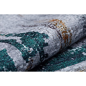 BESPOKY Beloretsk Grey Modern, Cotton Polyester Area Rug, Machine Washable Rug, Non Slip Rug, Living Room, Bedroom, Nursery, Hallway, Rug, Indoor Outdoor Area Rug, Turkish Rug, Holiday Sale Rug