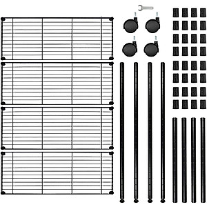 4-Tier Heavy Duty Storage Shelving Unit 1000Lb Capacity,Black,35.83L x 13.98W x 55.91H inch,2 Pack