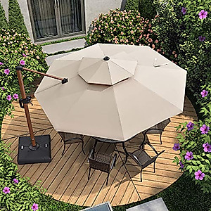 PURPLE LEAF 12ft Patio Umbrella Outdoor Round Umbrella Large Cantilever Umbrella Windproof Offset Umbrella Heavy Duty Sun Umbrella for Garden Deck Pool Patio, Beige