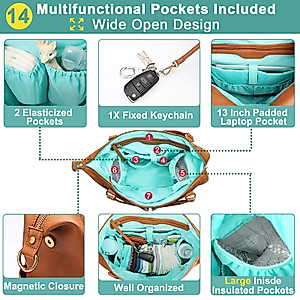 MOMINSIDE Diaper Bag Tote, Leather Diaper Bag Backpack for Mom Dad Large Travel Diaper Tote Baby Bag for Boys Girls with 4 Insulated Pocket, Changing Station, Shoulder Straps(Brown)