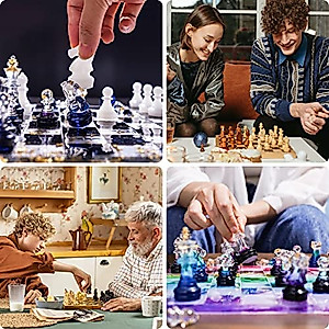 LET'S RESIN Chess Molds for Resin Casting, Upgraded Resin Chess Set Mold with 16 Piece 3D Full Size Chess Checkers & Chess Board Epoxy Silicone Resin Molds, DIY Chess Board Game, Christmas Gifts