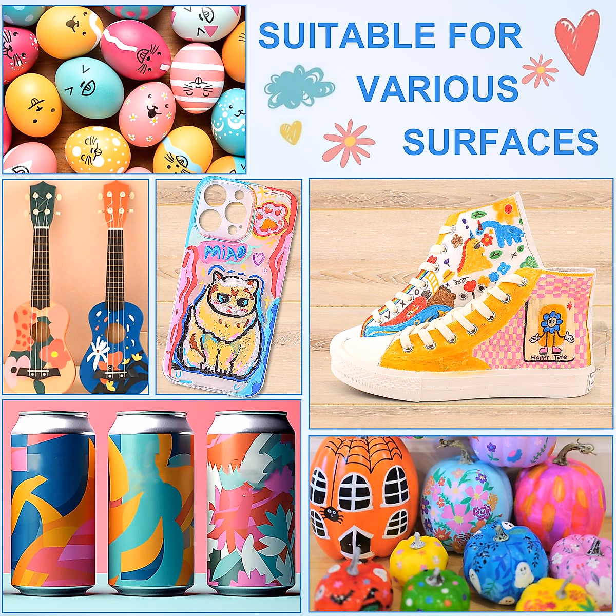 EscriWise 54 Colors Acrylic Paint Pens Paint Markers Set,Dual Tip Paint Markers With Fine Tip and Brush Tip,Premium Paint Pens for Stone,Canvas,Rock Painting,DIY Craft Art Supplies,Glass