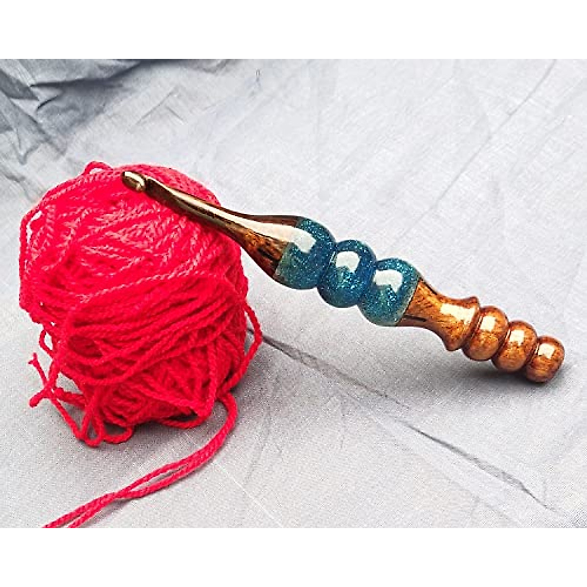 Handmade Wooden Yarn Bowl Crocheting Bowl Round Knitting Wool Storage Yarn Bowl Handmade with Holes with Crochet Hooks for Crocheting Knitting DIY Crafts Tools (Butterfly)