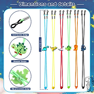 Weewooday 12 Pieces Kids Eyeglass Strap for Glasses Adjustable Cartoon Dinosaur Glasses Lanyard Stretchy Anti-slip Sunglasses Cord Eye Glasses String Strap for Boys Girls Adult