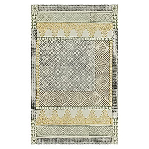 Casavani Indian Handmade Black, Brown Geometric Area Rug Boho Kilim Flat Weave Indoor Hall Room Decor Carpet Throw Rug Boho Rugs for Bedroom Living Room Balcony 6x8 Feet