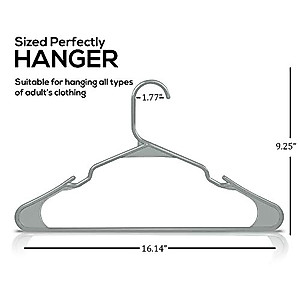 Utopia Home Plastic Hangers - Durable & Space Saving Coat Hanger - Shoulder Grooves & Hooks – Sleek and Slim Hangers for Coats, Pants, Dress (Pack of 100, Gray & White)