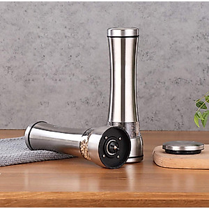 AUNKIER Salt and Pepper Grinders, Table Salt Grinders with Adjustable Ceramic Coarse Seasoners, Stainless Steel Grinder Kits for Kitchen Cooking