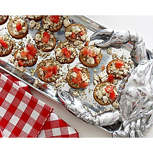 Arthur Court Designs Aluminum Crab Oblong Tray Food Serving Tray Coastal Ocean Theme Metal Artisan Quality Hand Polished Tarnish-Free 18 inch x 7 inch