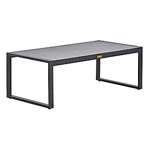 Tommy Hilfiger Hampton Modern White Mesh Outdoor Patio Furniture Collection Gunmetal Frame, Coffee Table, Gray