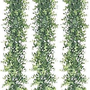 3 Pack Eucalyptus Garland Spring Artificial Greenery Garland 17.7 Ft Fake Vines Hanging Plants Faux Wedding Backdrop Arch Wall Greenery Decor for Home Wedding Party Mantle Table Decor