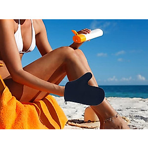 2 Pack Self Tanning Mitt Applicator Kit Set, Self Tanning Glove and Self Tanner Flat Top Brush, Tan Applicator for Sunless Self Tan (Black)