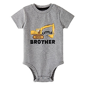 WAWSAM Little Brother Saurus Bodysuit Baby Boys’ Dinosaur Newborn Romper Gift (Grey, 3-6 Months)