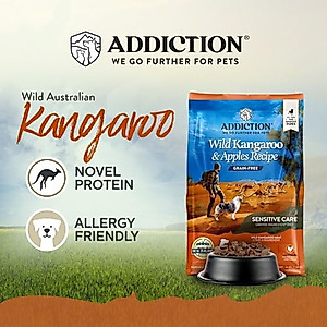 Addiction Wild Kangaroo & Apples - Dry Dog Food - Limited Ingredient Novel Protein - Muscle and Weight Management - Grain-Free - Ideal for Dogs with Food Allergies - Crafted in New Zealand 4lb