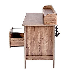 OneSpace Eleanor Executive Desk Classic Oak, 53”x58”x7”.