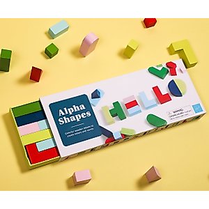 Alpha Shapes (Colorful Wooden Block Letters for Decor, Educational Alphabet Word Blocks)