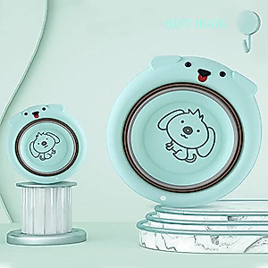 OLT-EU Kids Collapsible Wash Basin - Portable Plastic Basin, Foldable Baby Wash Basin, Multi-Purpose Lightweight Folding for Home Kitchen Outdoor Travel Camping (Green)