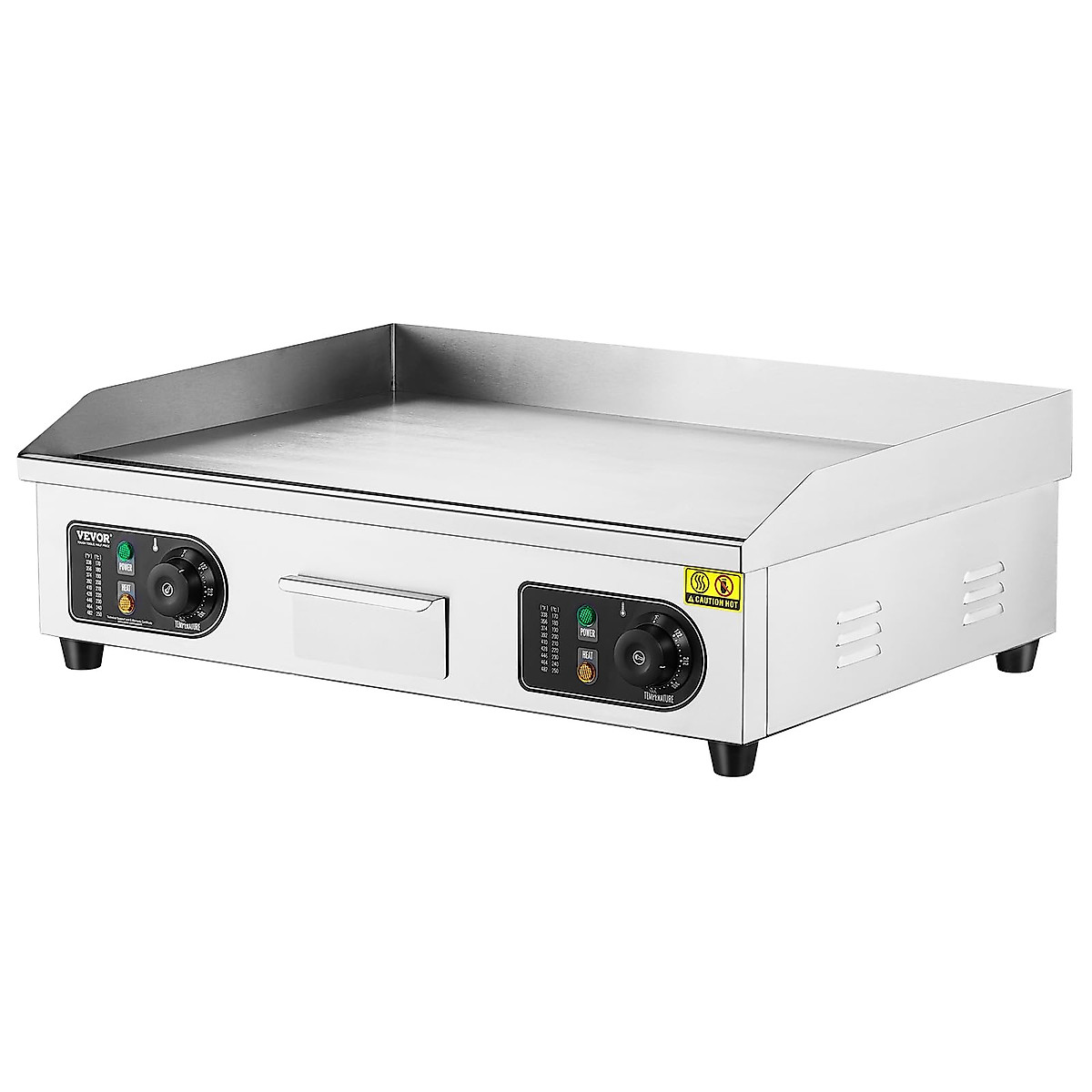 VEVOR Commercial Electric Griddle, 2800W Countertop Flat Top Grill, 26in Stainless Steel Griddle Grill with 2 Shovels and 2 Brushes for Home or Restaurant, 122℉-572 ℉ Adjustable Temp
