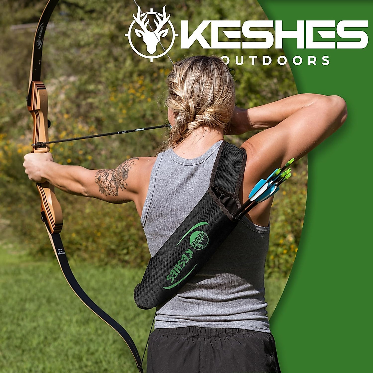 KESHES Archery Back Arrow Quiver Holder - Adjustable Quivers for Arrows, for Bow Hunting and Target Practicing; Youth and Adults
