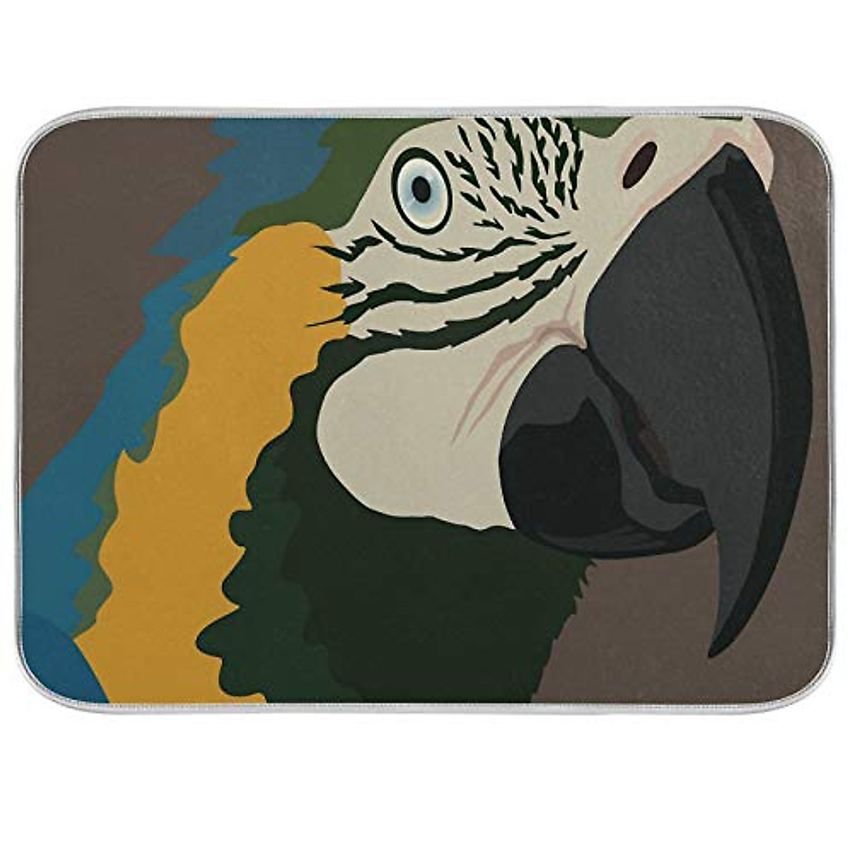 Animal Parrot Dird Camo Dish Drying Mat 16"x18" Absorbent Machine Washable Hanging Fast Dry Pad Dish Protective Mat for Kitchen Countertop Heat Resistant Dinner Table Mat