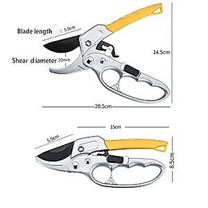 Premium Bypass Pruning Shears,Garden clippers, Gardening scissors,ratchet pruners shears, for orchard,tree, floral, live plants, arthritis weak hand gardening tools (Modern)