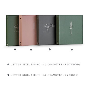 Jumping Fox Design Linen Fabric 3 Ring Binder, 1.5 Inch Binder, for 3 Hole Punch Letter Size Loose Leaf Paper (Letter Size, 3 Round Ring, 1.5", Forest Green)