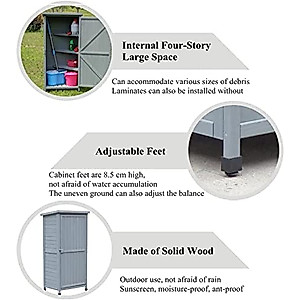 MUWIZ Outdoor Storage Shed, Storage Shed and Tool Shed Large Outdoor Storage Shed, Solid Wood Garden Shed w/Laminate, Waterproof Outside Tool Shed