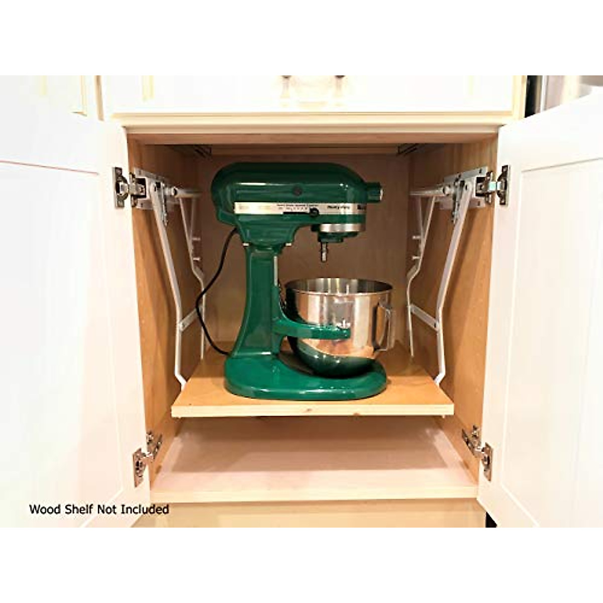 Wood Technology Kitchen Appliance Lift, White, with Self-locking Spring Mechanism for Heavy Appliance Storage and Space Savings