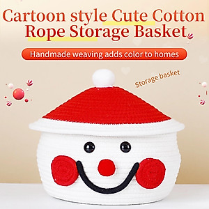 HAMLLJTOGEFR Decorative Storage Basket with Lid Can Store Snacks, Sundries, Cosmetics,Gifts and Other Small Items a Round Woven Basket for Home Organization (white)