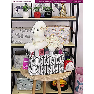 INGHUA Rectangular Storage Basket Fabric Organizer Bin for Toys,Books,Clothes,Gifts,Pets-Perfect for Home,Office,Nursery,Dorm,Shelf(Rec Black Arrows)